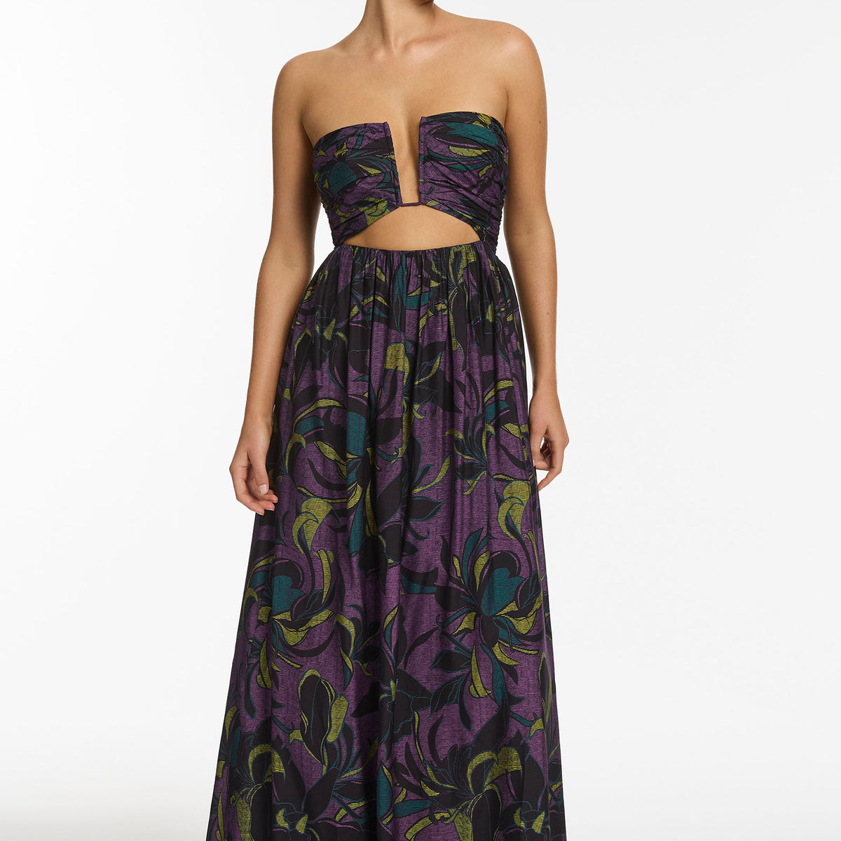Midnight Tropical Cut Out Strapless Dress - Amethyst – JETS US