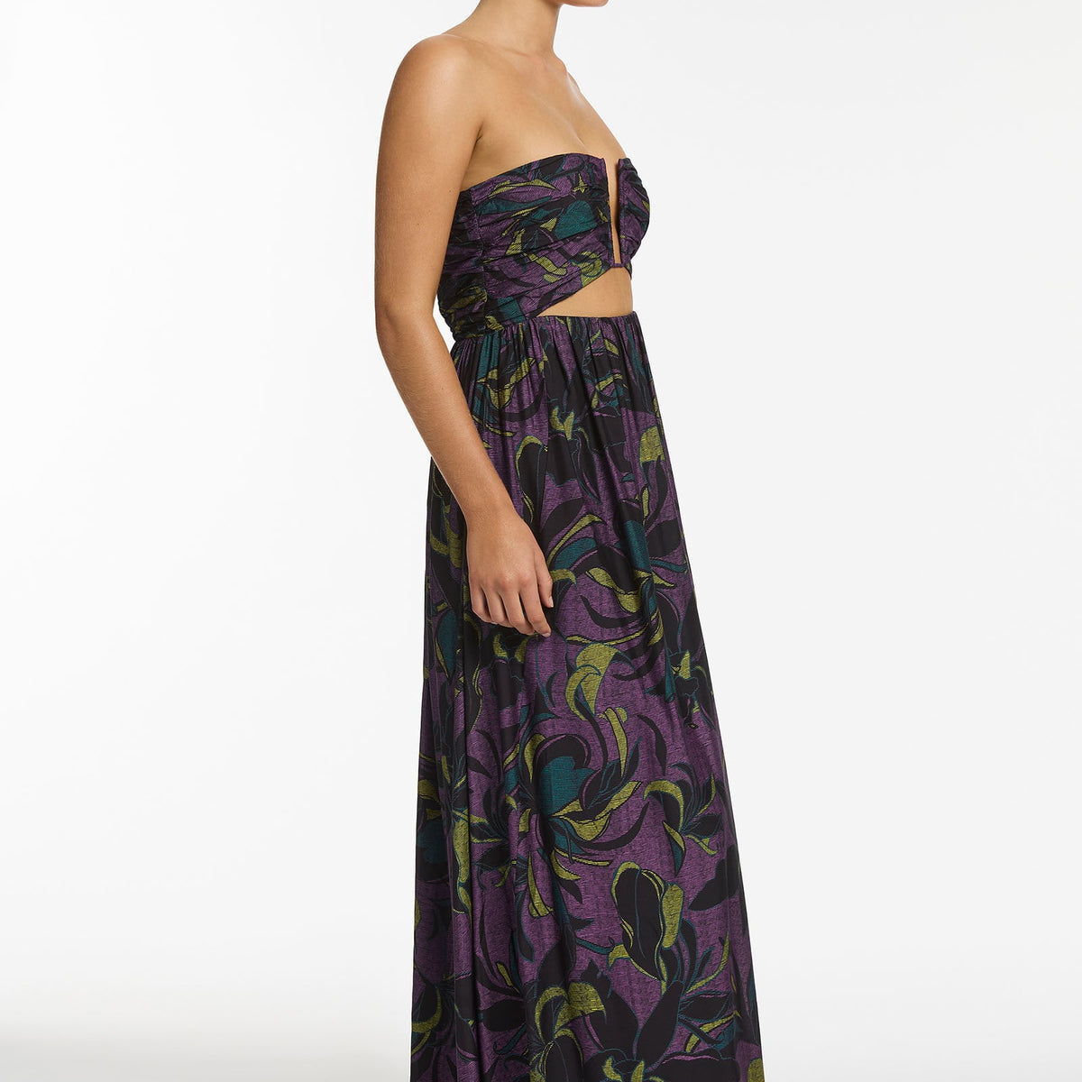 Midnight Tropical Cut Out Strapless Dress - Amethyst – JETS US
