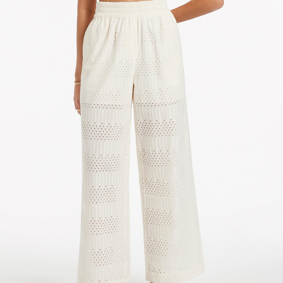 Broderie Wide Leg Pants - Cream – JETS US